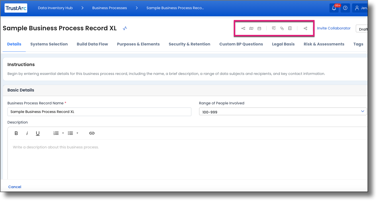 Creating a Simple Business Process Record – TrustArc Help Center