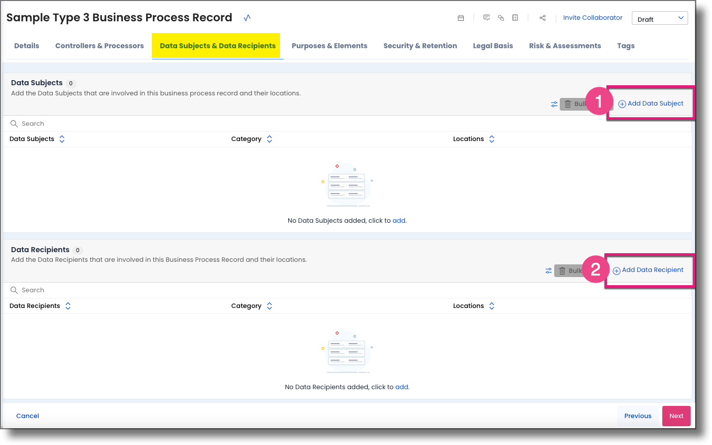 Creating a Simple Business Process Record – TrustArc Help Center
