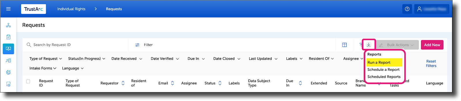 Generating and Scheduling Reports – TrustArc Help Center
