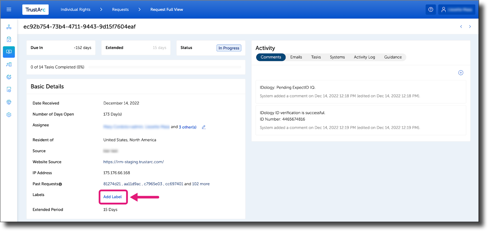 Managing Request Labels – TrustArc Help Center