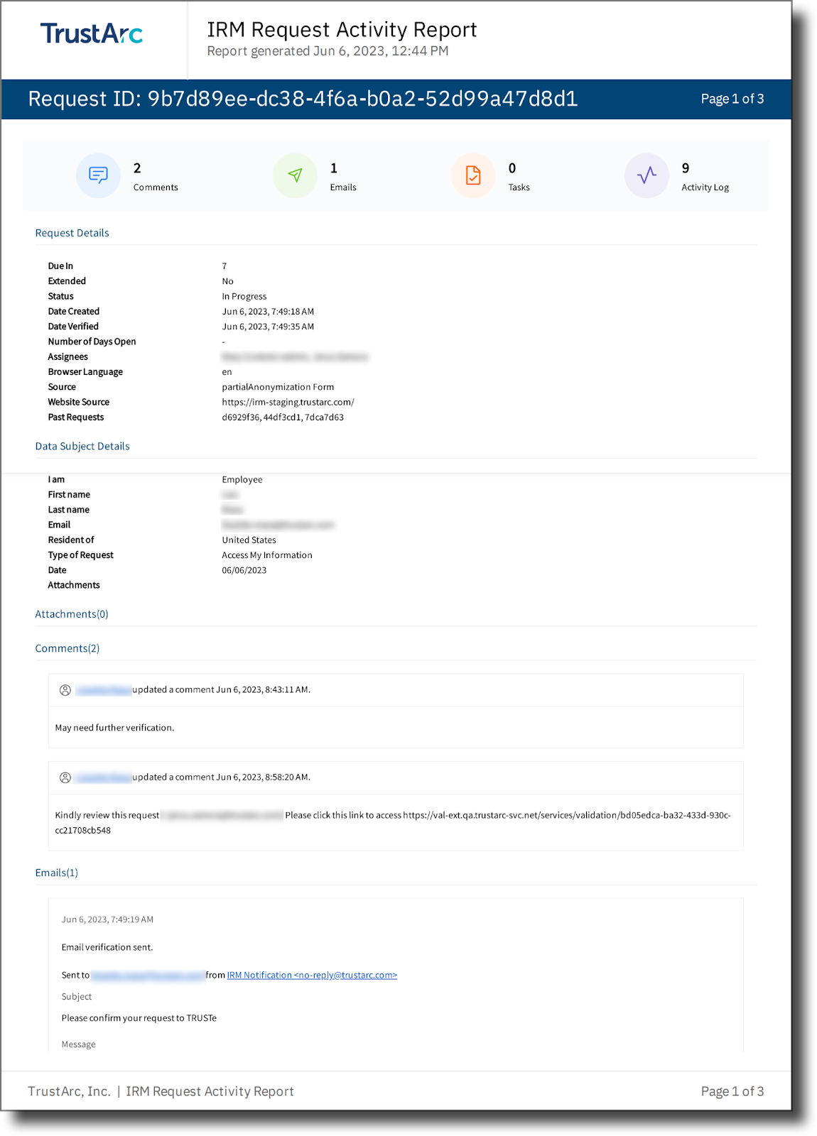Tracking Activity – TrustArc Help Center