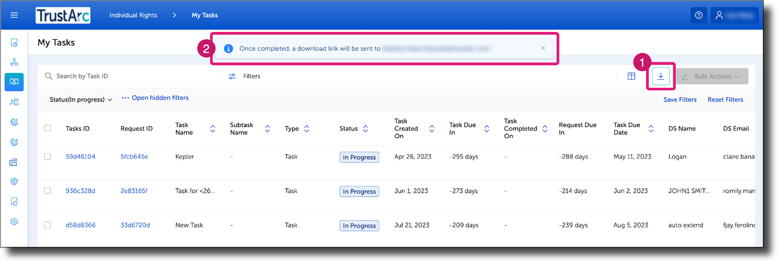 Downloading Task Data – TrustArc Help Center
