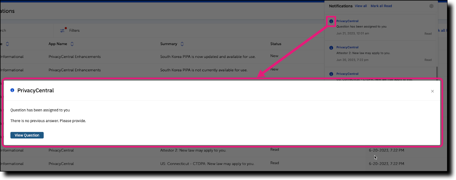 Notifications – TrustArc Help Center
