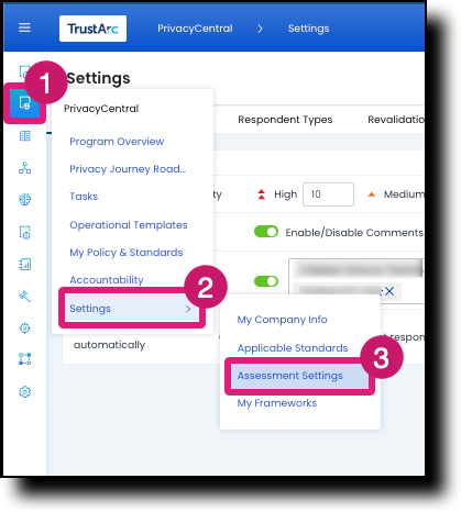 Assessment Settings – TrustArc Help Center