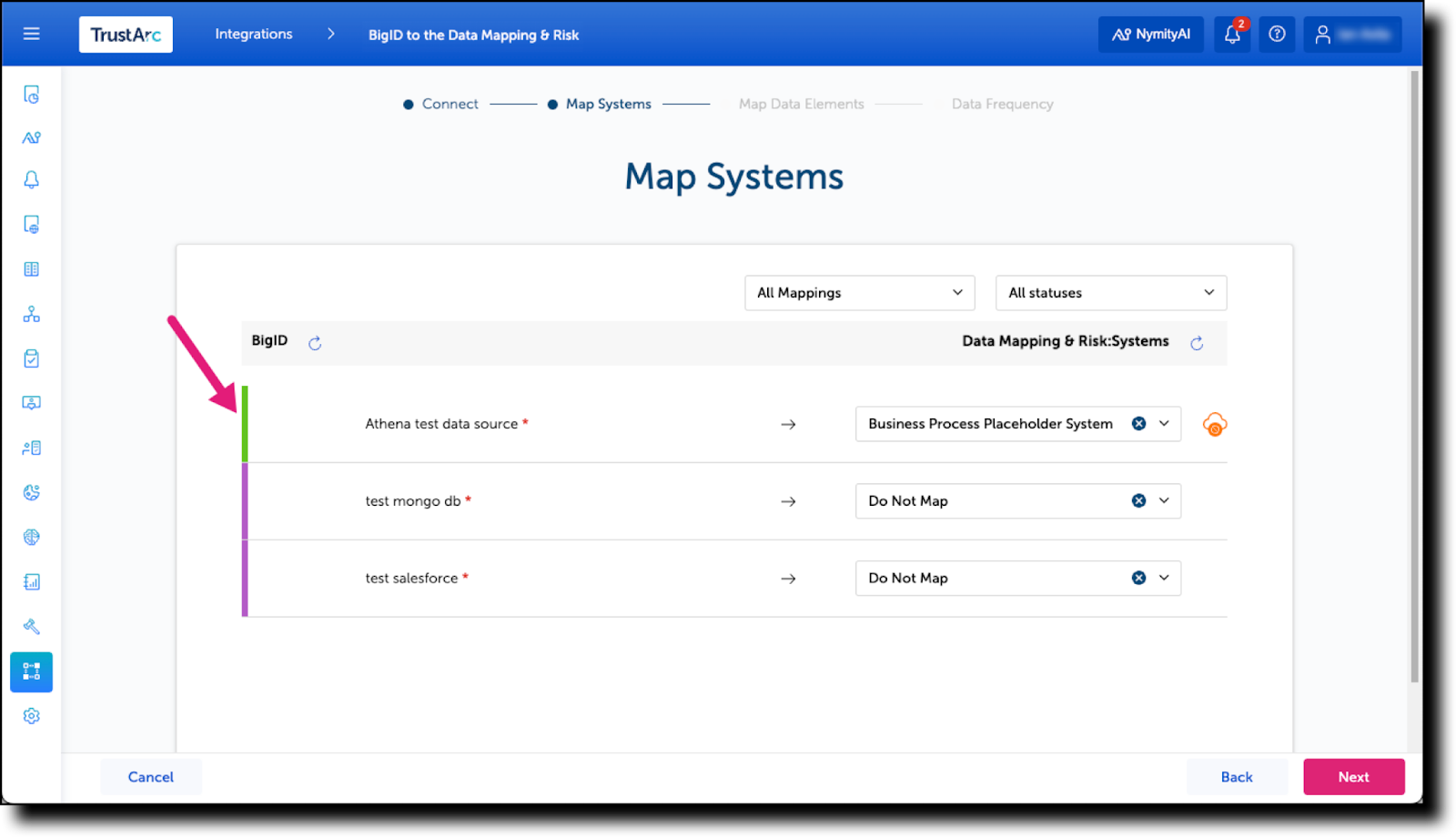 Mapping a Data Source to an Existing Data Mapping & Risk Record – TrustArc Help Center