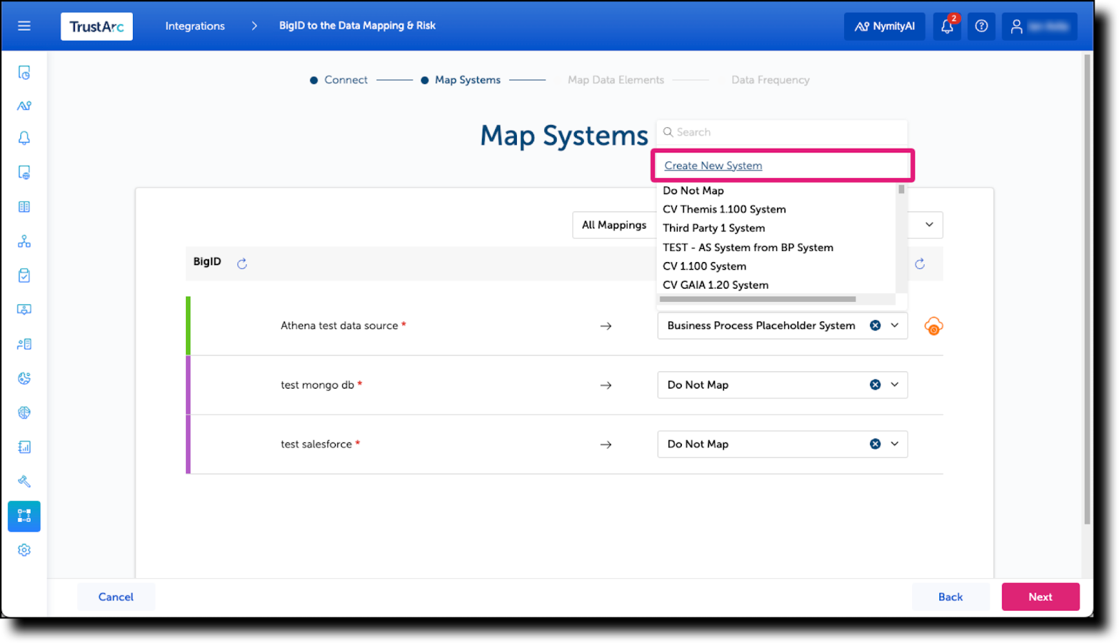 Creating A New Data Mapping And Risk Record Bigid To Data Mapping And Risk Integration Trustarc