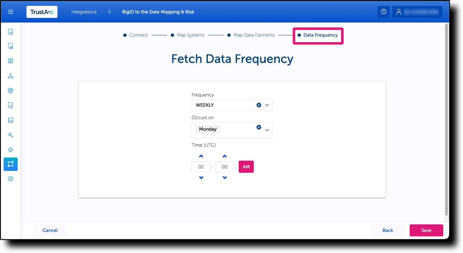Setting the Frequency for Data Sync – TrustArc Help Center
