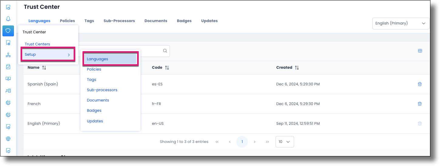 Adding languages – TrustArc Help Center