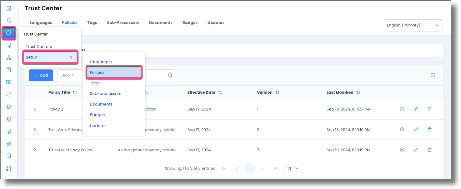 Creating a Policy – TrustArc Help Center