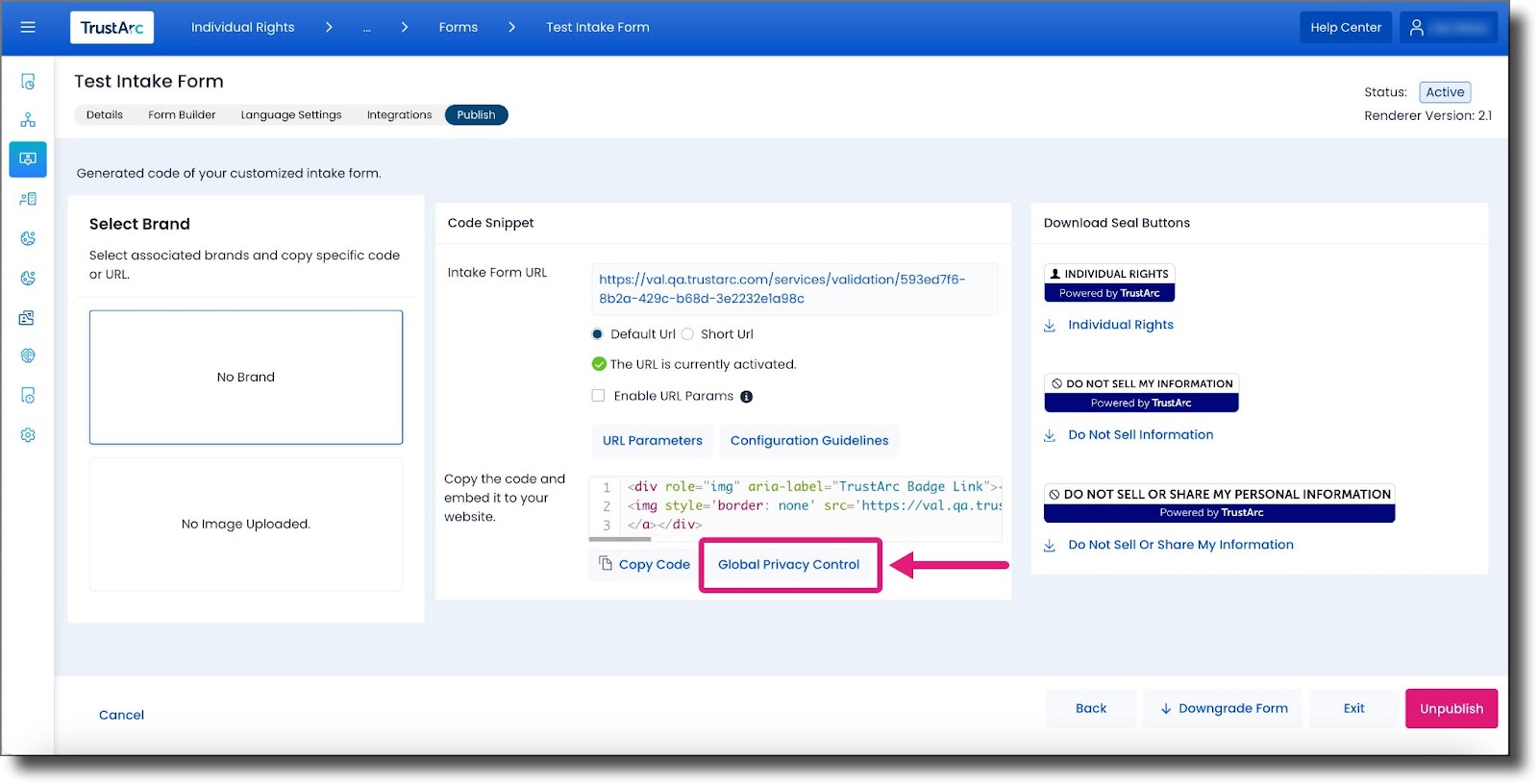 Enabling GPC Recognition – TrustArc Help Center