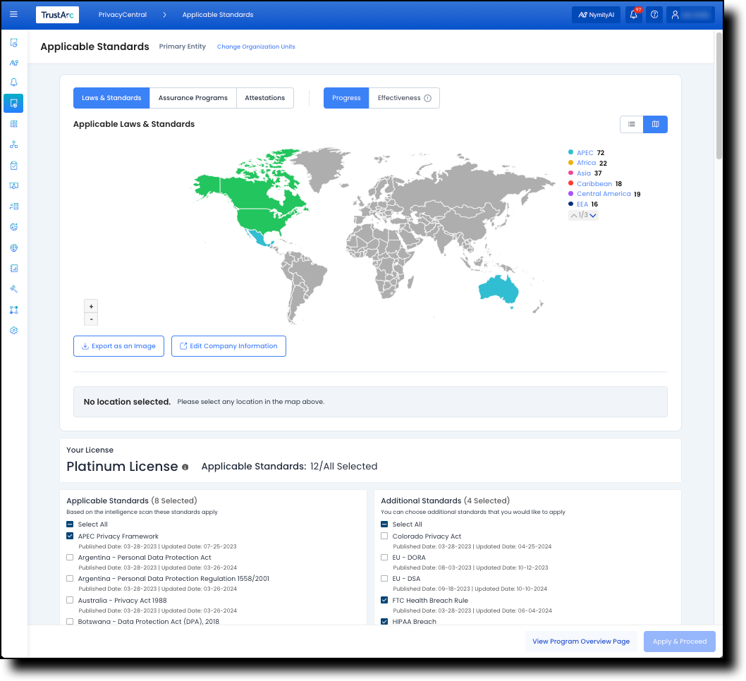 Applicable Standards – TrustArc Help Center