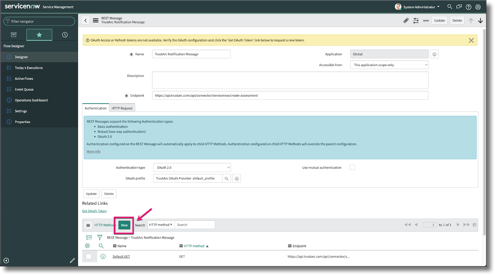 Setting up the Integration on ServiceNow – TrustArc Help Center
