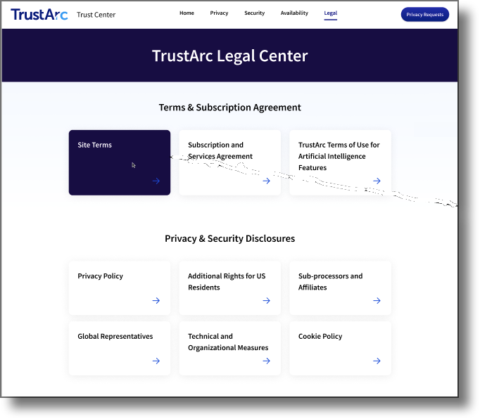 Adding links to pages using a card layout – TrustArc Help Center