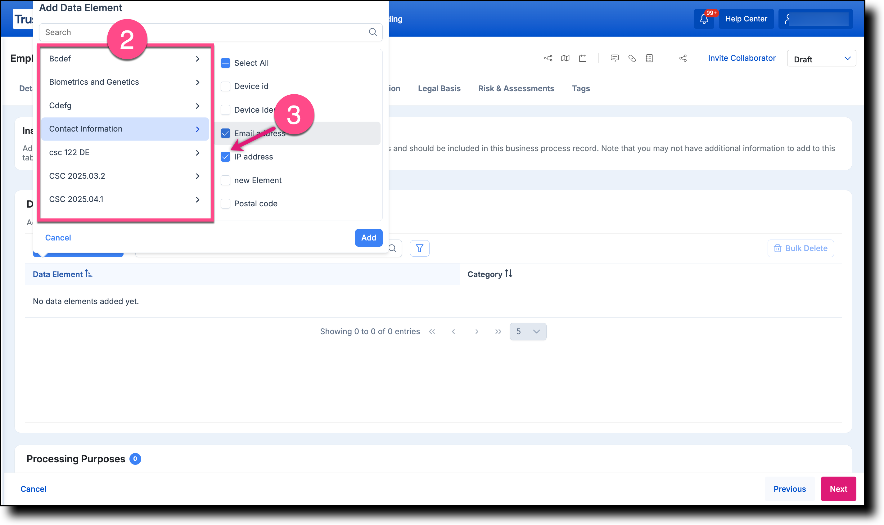 Creating a Standard Business Process Record – TrustArc Help Center