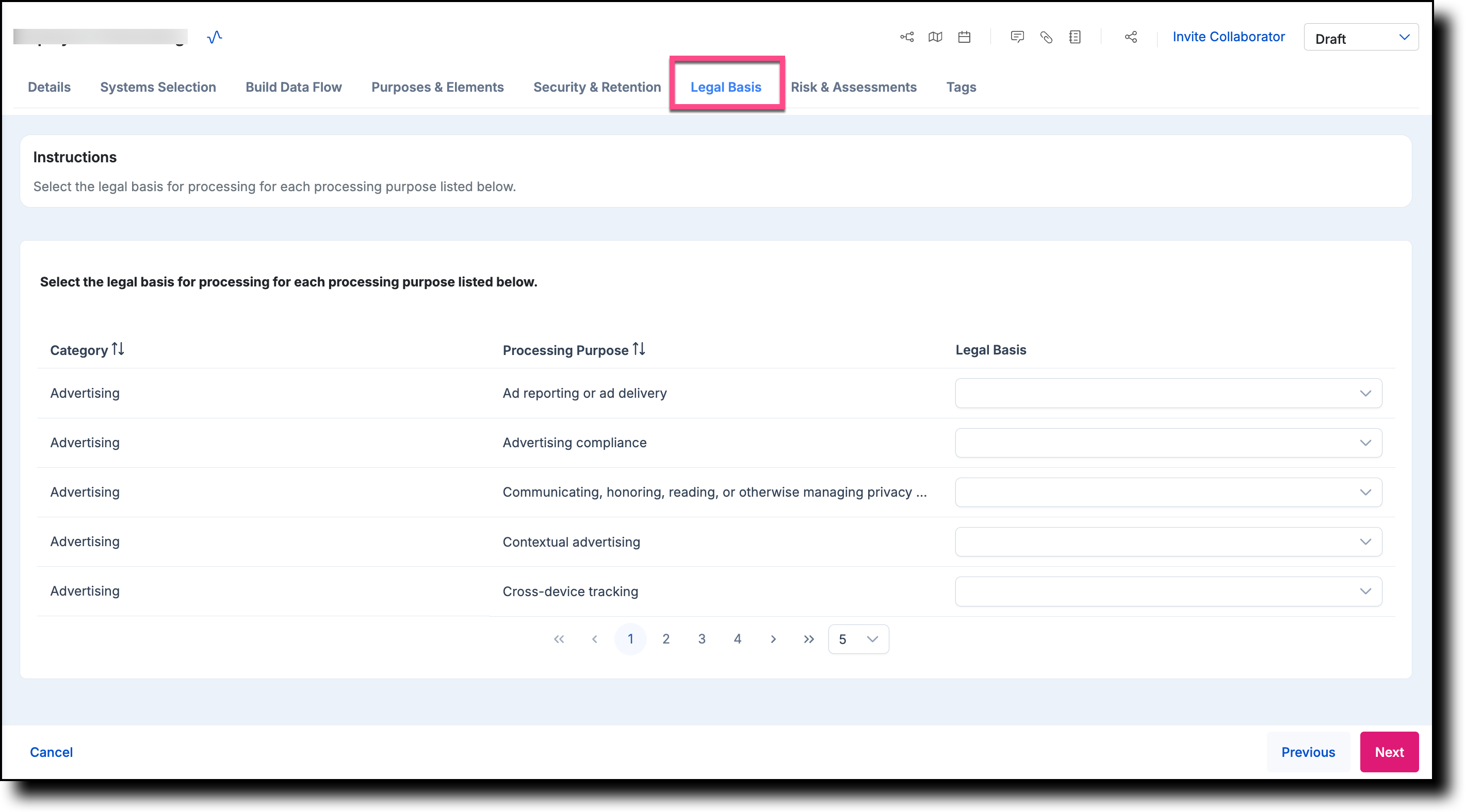 Creating a Standard Business Process Record – TrustArc Help Center