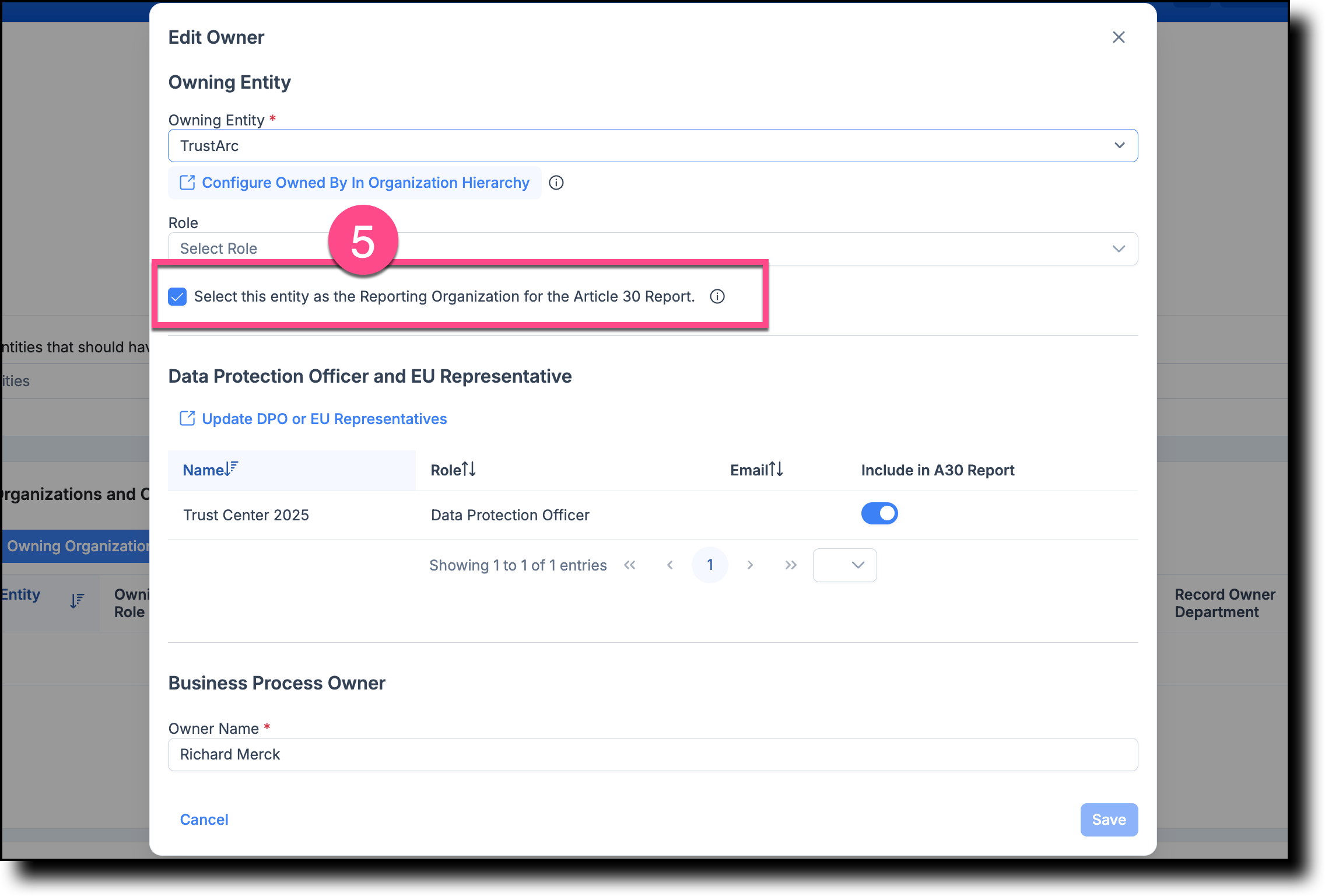 Creating a Simple Business Process Record – TrustArc Help Center