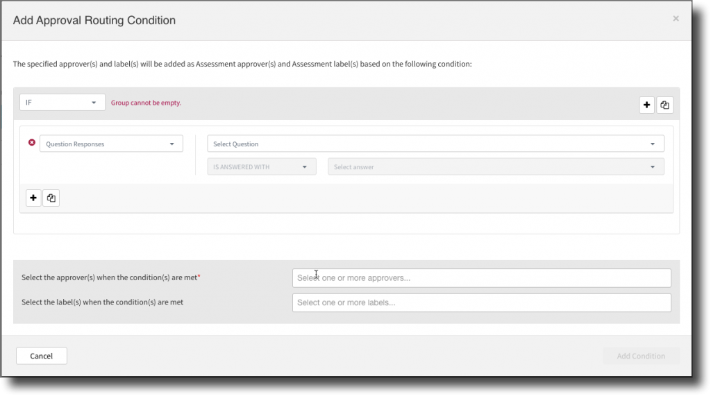 Adding Approval Routing Conditions – TrustArc Help Center