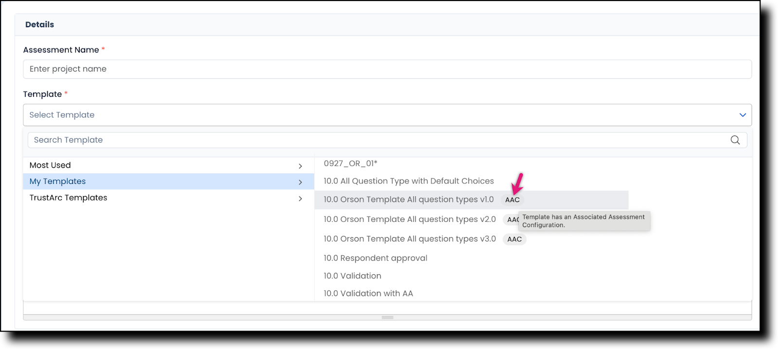 Creating an Assessment – TrustArc Help Center