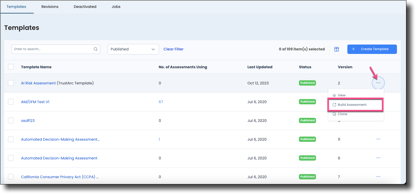 Creating an Assessment – TrustArc Help Center