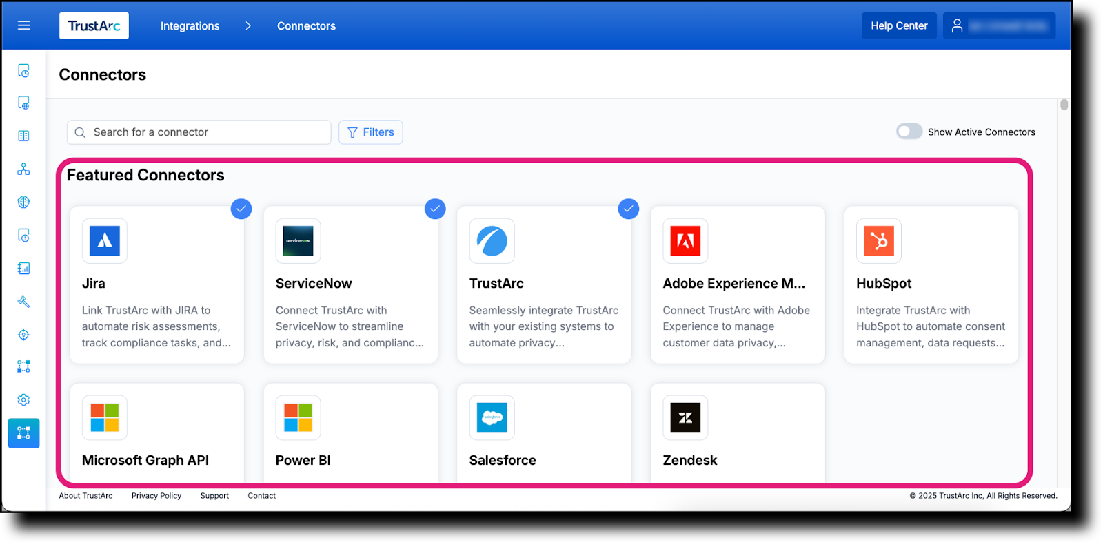 Exploring the Connectors Tab – TrustArc Help Center