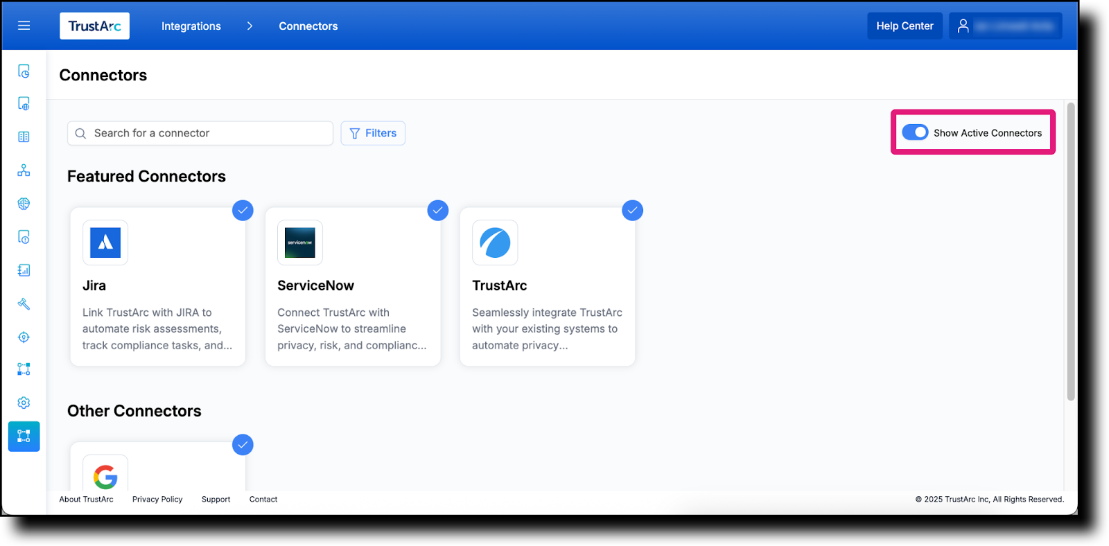 Exploring the Connectors Tab – TrustArc Help Center
