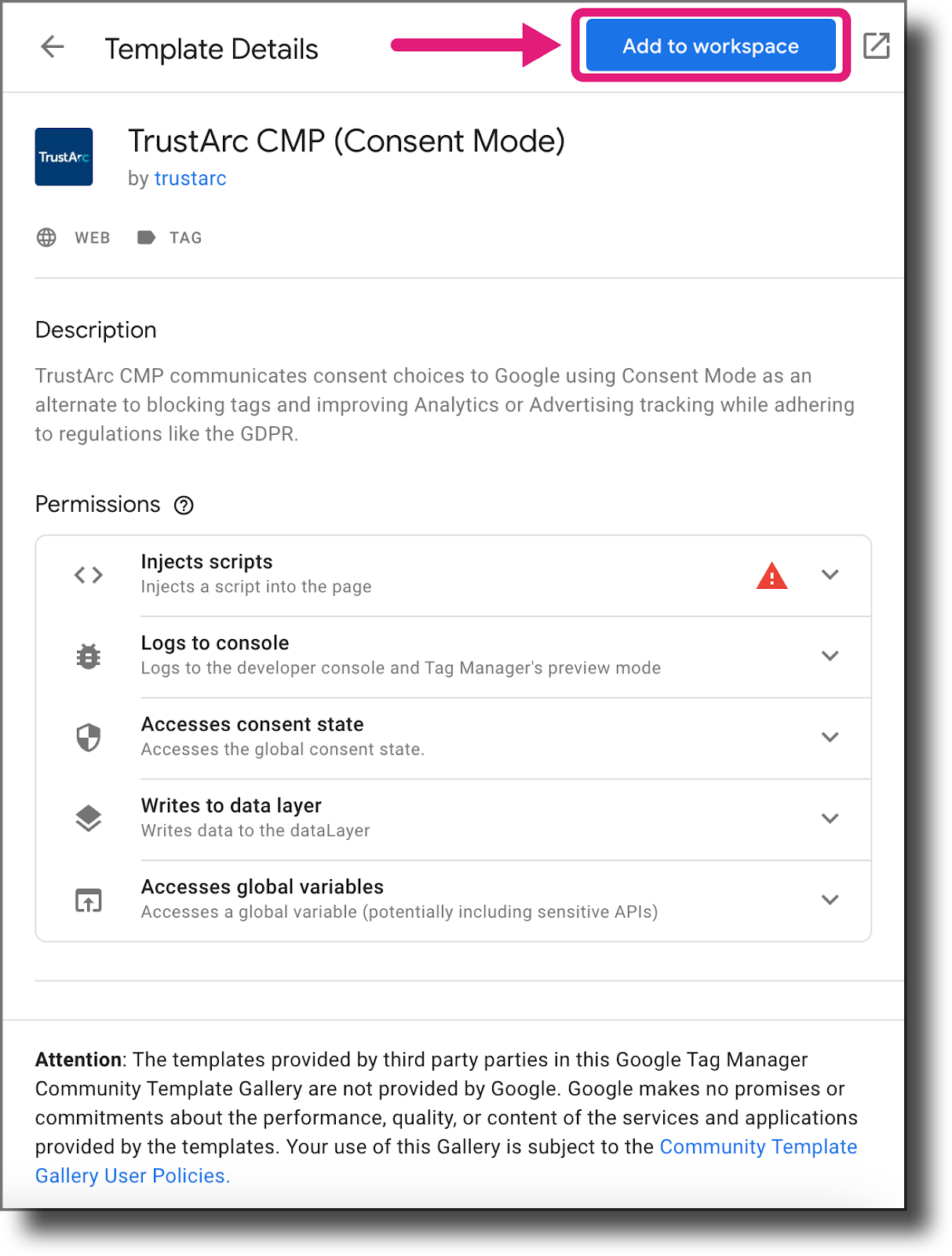 Integrating the Consent Mode v.2.0 Using Google Tag Template – TrustArc Help Center