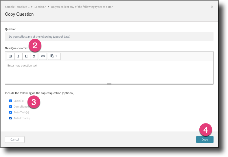 Copying Questions – TrustArc Help Center