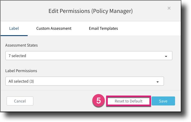 Configuring labels permissions per role – TrustArc