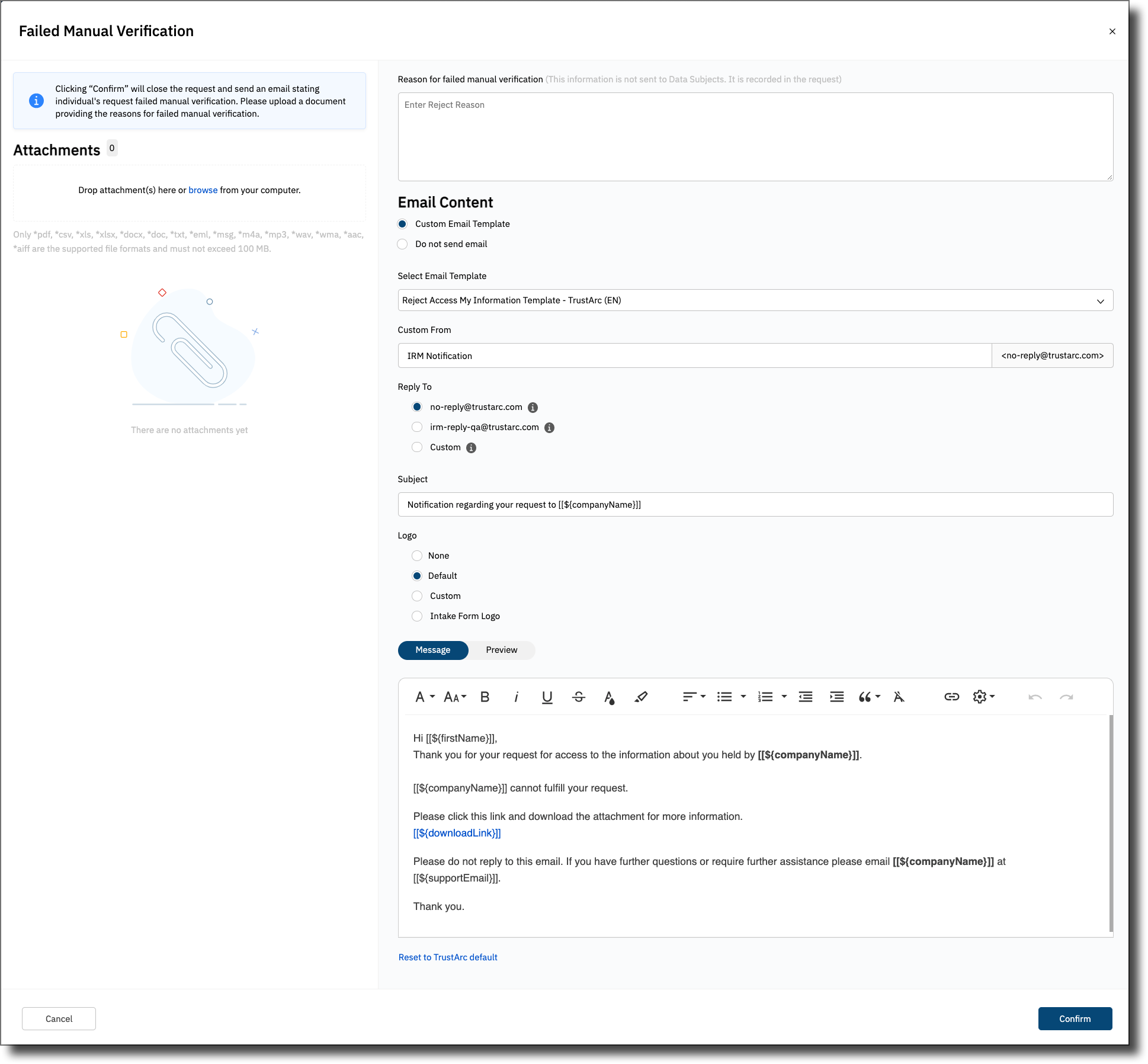 Verifying Requests Manually – TrustArc