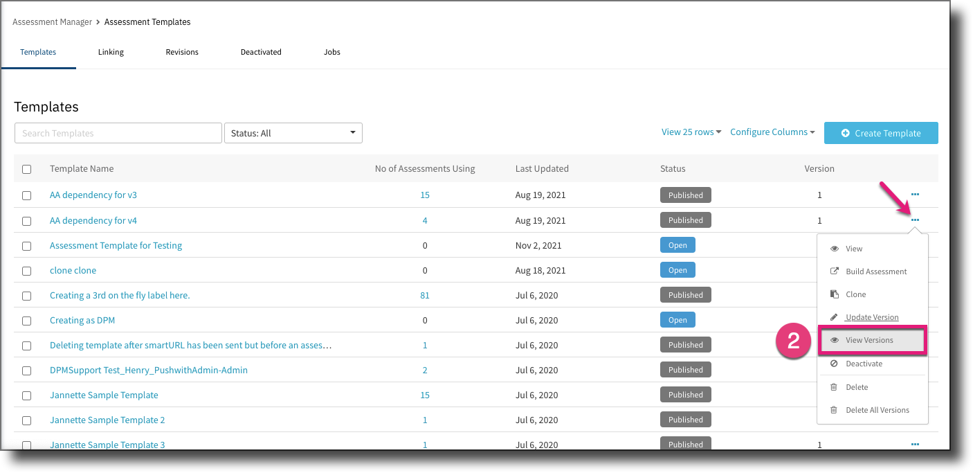Creating a new Template Version – TrustArc