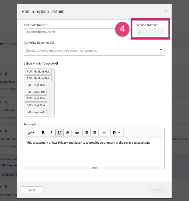 Creating a new Template Version – TrustArc