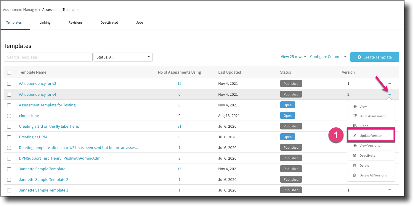 Creating a new Template Version – TrustArc