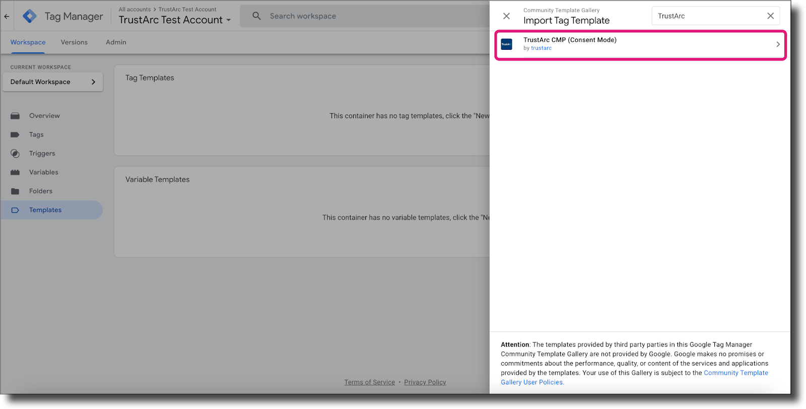 Integrating the Consent Mode v.2.0 Using Google Tag Template – TrustArc Help Center