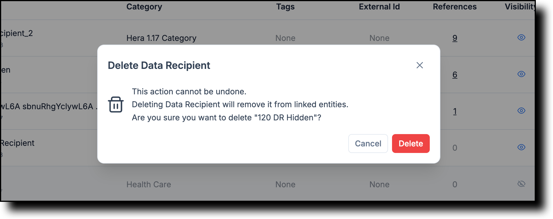 Deleting Custom Data Recipients – TrustArc Help Center