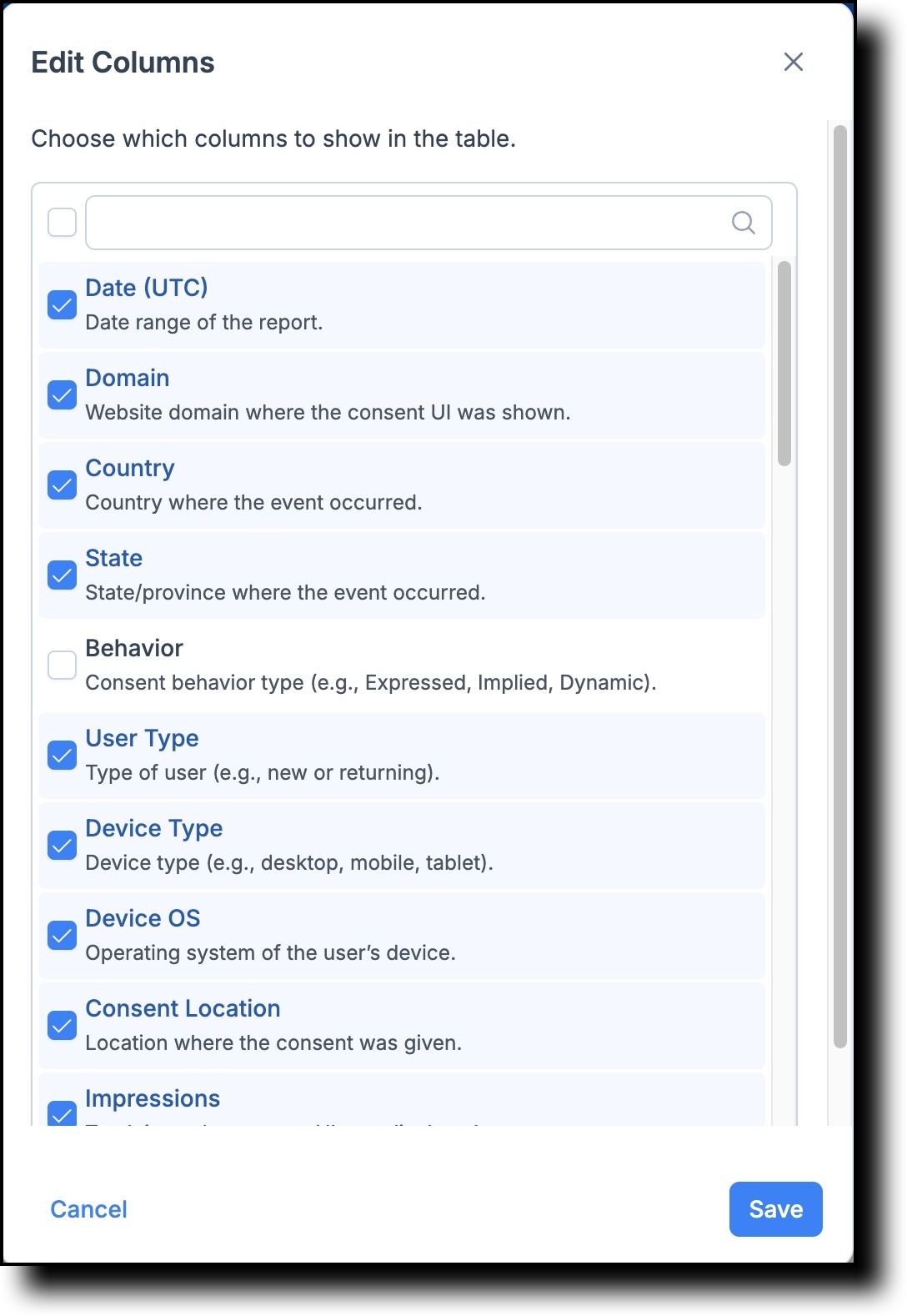 Editing Columns – TrustArc Help Center