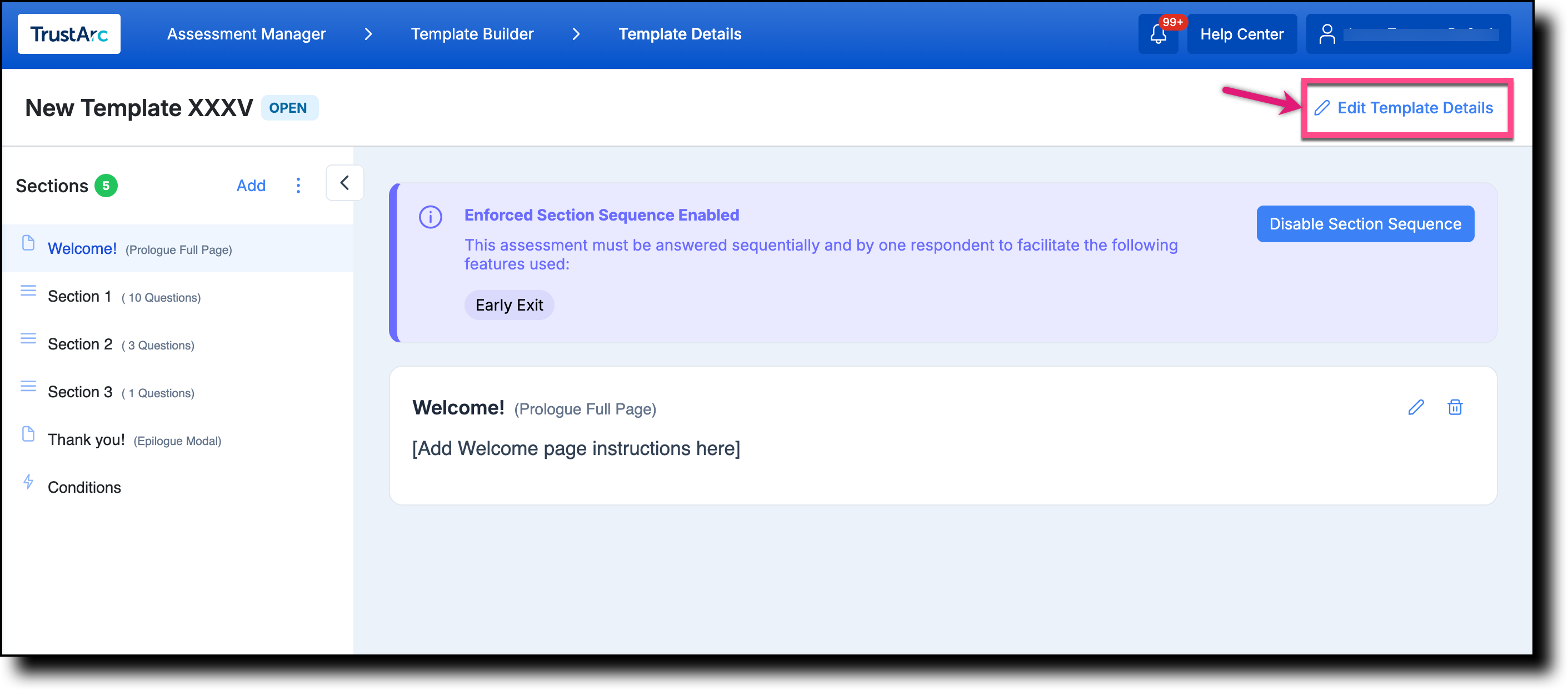Editing an Assessment Template – TrustArc Help Center