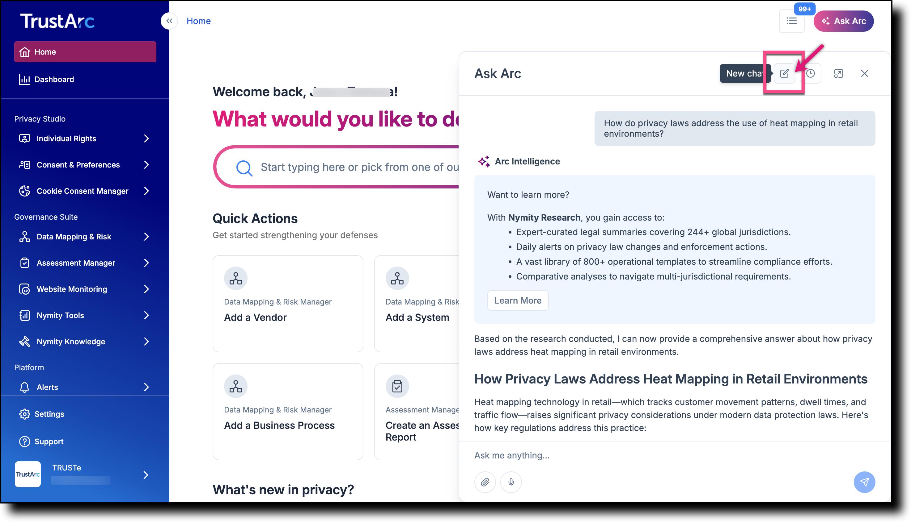 Using Ask Arc – TrustArc Help Center