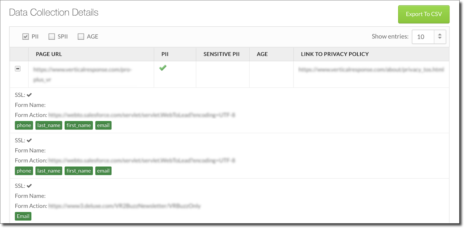 Data Collection Summary – TrustArc Help Center