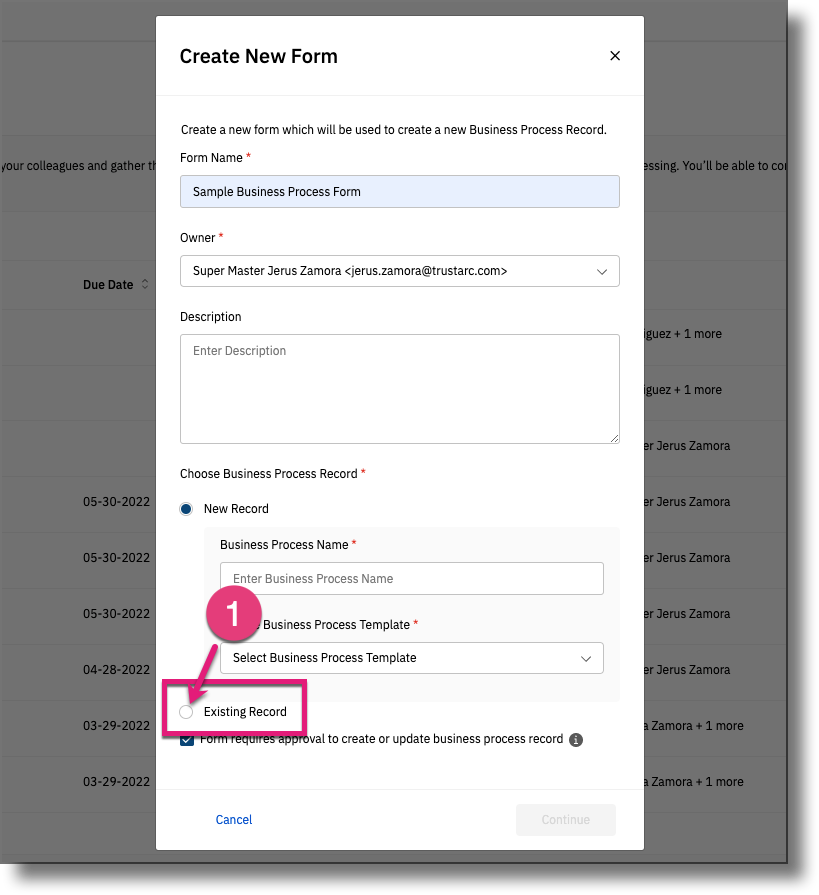 Creating a Business Process Form – TrustArc